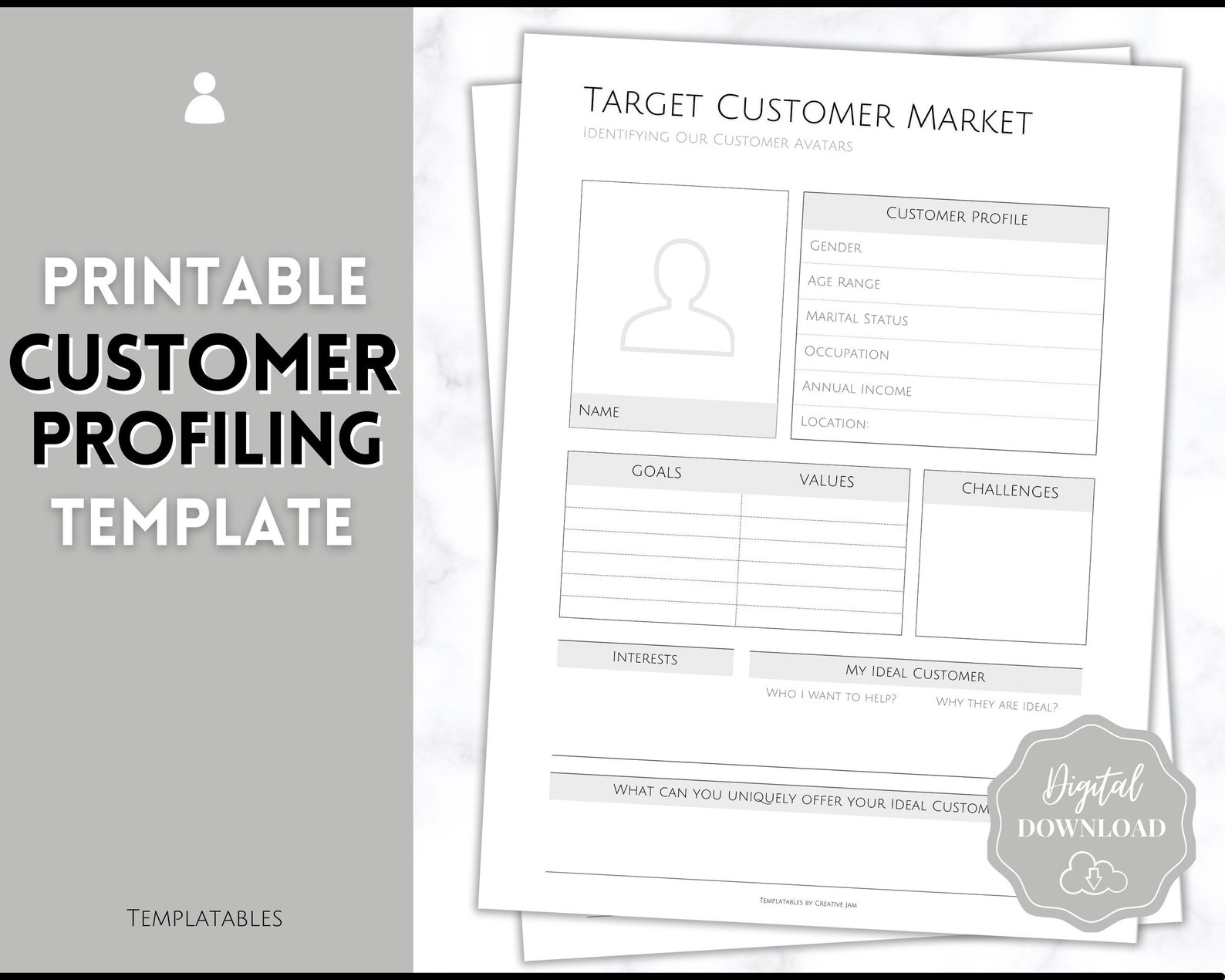 Customer Avatar Worksheet Target Customer Market Template - Etsy