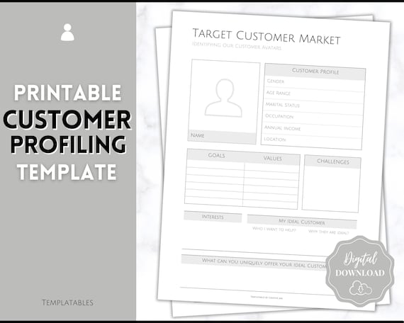 Customer Avatar Worksheet Target Customer Market Template - Etsy