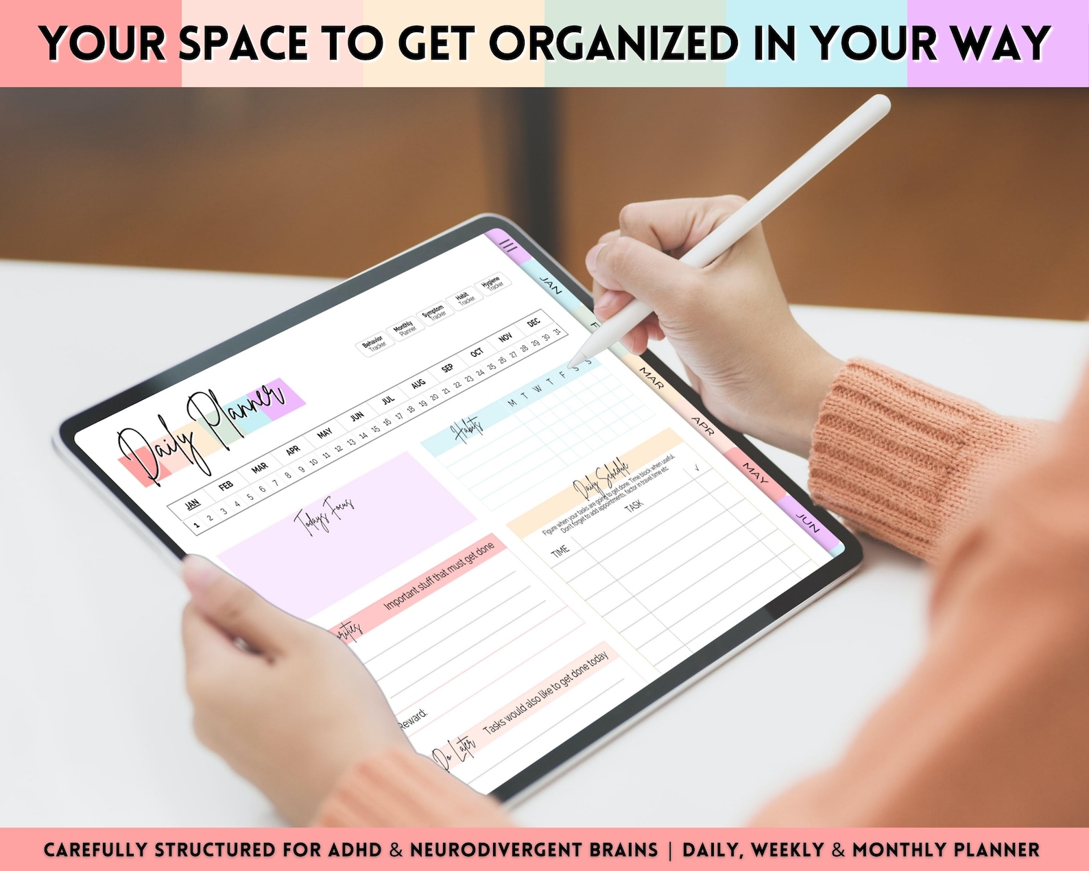 ADHD Digital Planner, Daily Planner for Neurodivergent Adults, Brain ...