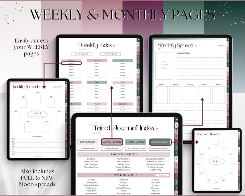 DIGITAL Tarot Journal Tarot Planner Workbook Daily Card - Etsy