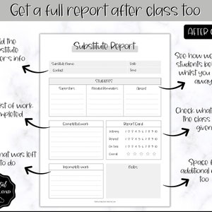 Substitute Teacher Report, Printable Teacher Planner Template, While ...