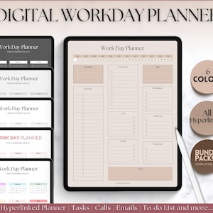 Work From Home Digital Planner, Work Day Organizer, Daily Planner, Work ...
