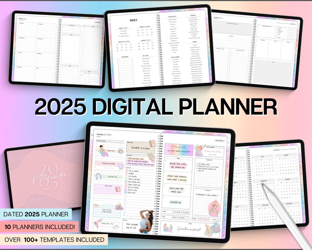 2025 Digital Planner, COLORFUL Goodnotes Planner, Daily Weekly, Monthly ...