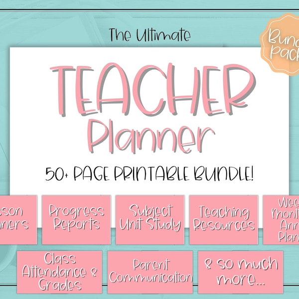 Printable Teacher Planner 2023-2024 | Boho Rainbow, Teacher Binder ...
