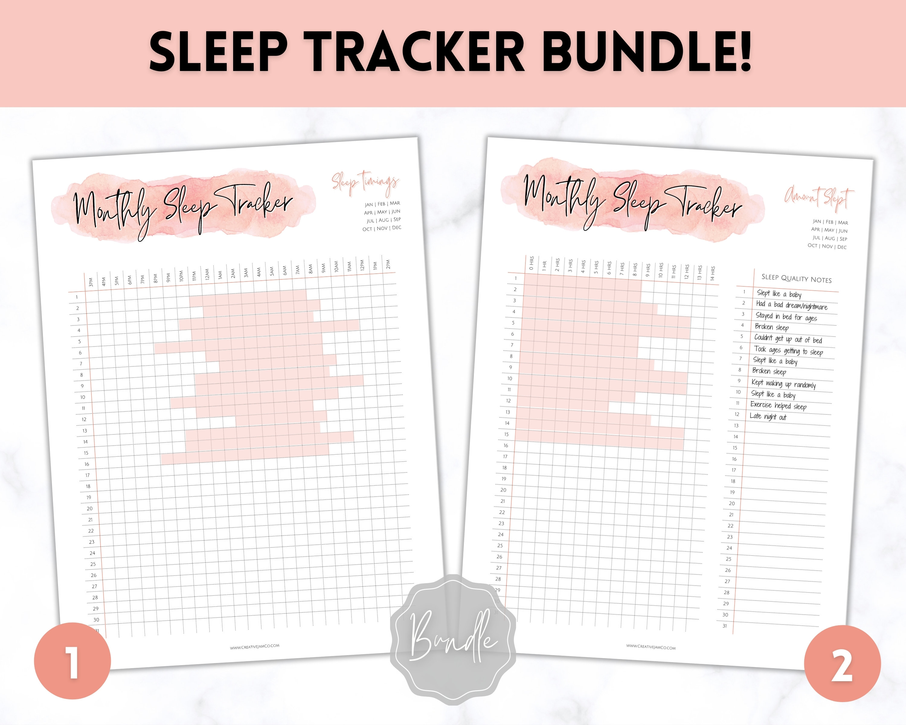 Sleep Tracker Printable BUNDLE Monthly Sleep Journal Sleep | Etsy