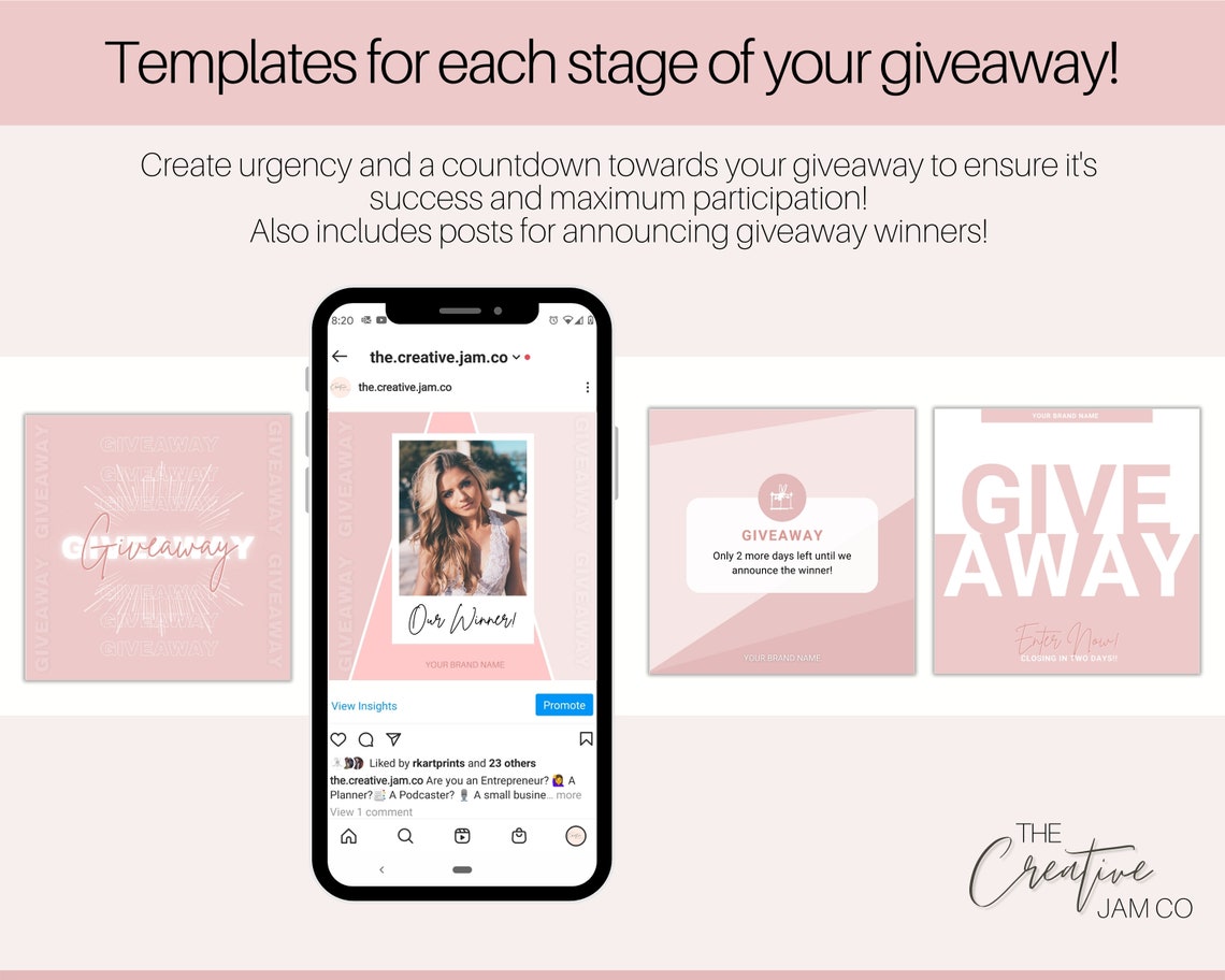 Instagram Theme GIVEAWAY Post Templates Social Media | Etsy