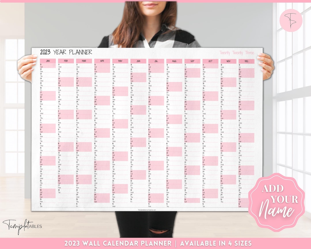 Printable 2023 Wall Calendar, Large Yearly Calendar, PERSONALIZE Giant ...