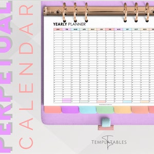 Perpetual Calendar, EDITABLE Yearly Overview, Undated Year at a Glance ...