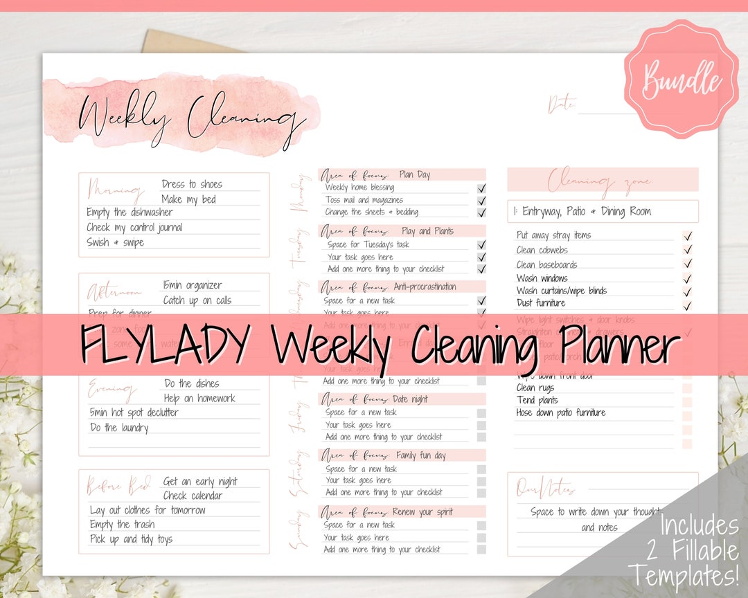 EDITABLE Cleaning Schedule, FLYLADY Daily Routine, Cleaning Checklist ...