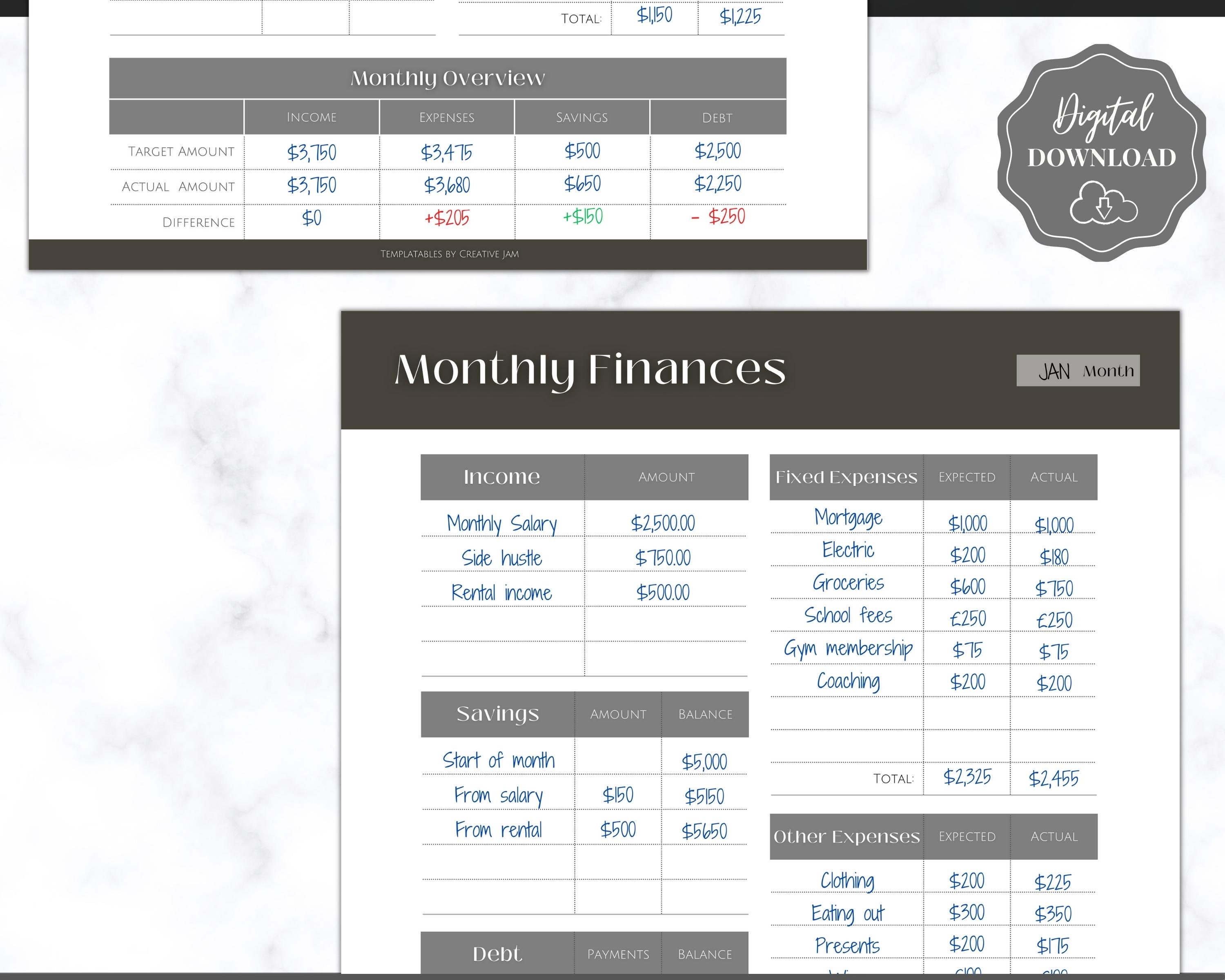 Financial Planner Printable BUNDLE Budget Template Savings | Etsy