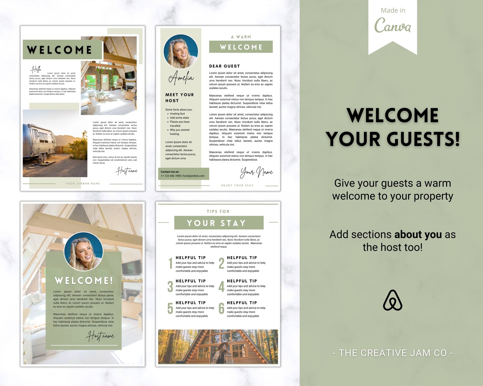 Welcome Book Template Airbnb Welcome Guide Editable Canva | Etsy