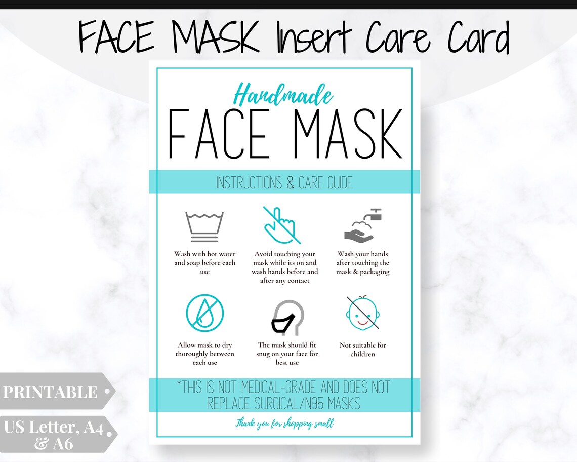 Face Mask LABEL CARE CARD How to Handle Order Card Face Mask | Etsy