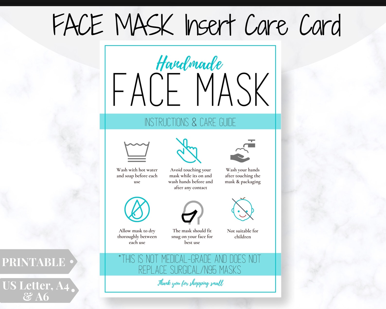 Face Mask LABEL CARE CARD How to Handle Order Card Face Mask | Etsy