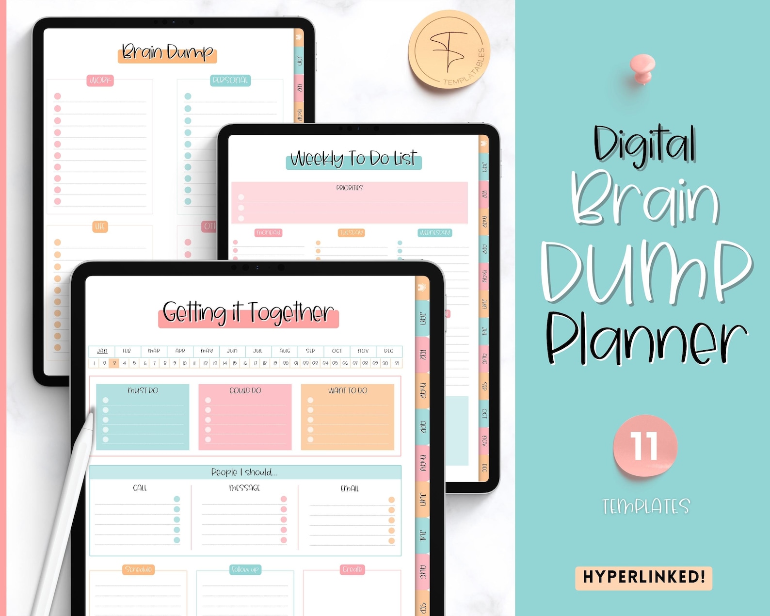 Brain Dump Template DIGITAL PLANNER to Do List Printable - Etsy UK