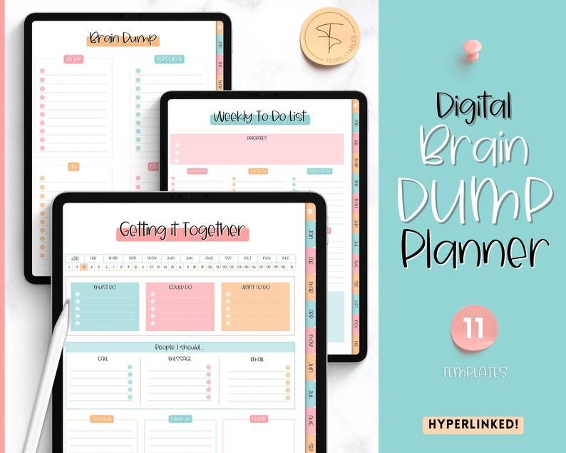 Brain Dump Template, DIGITAL PLANNER, to Do List Printable, ADHD Daily ...