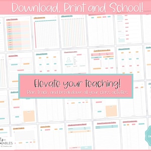 TEACHER Planner Printable, 50+ Pg BUNDLE, Homeschool Teacher, Academic ...