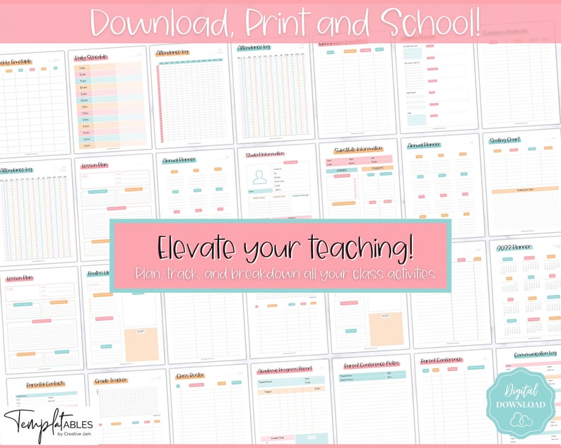 Teacher Planner Printable BUNDLE Homeschool Teacher Academic - Etsy