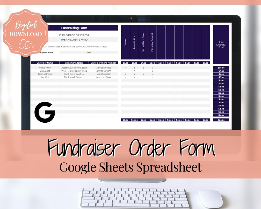 EDITABLE Fundraiser Order Form, Automated Charitable Donation ...