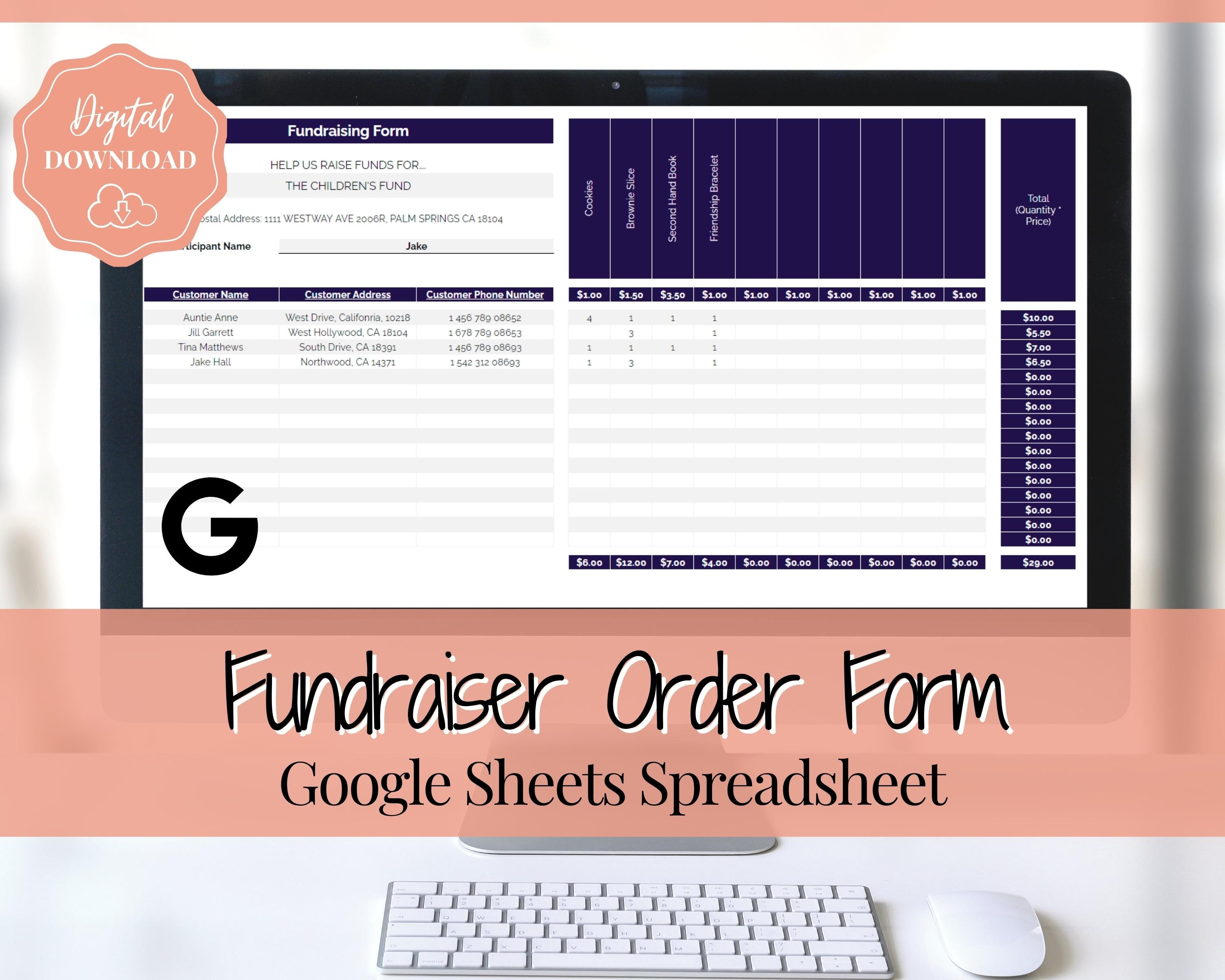 EDITABLE Fundraiser Order Form Automated Charitable Donation | Etsy