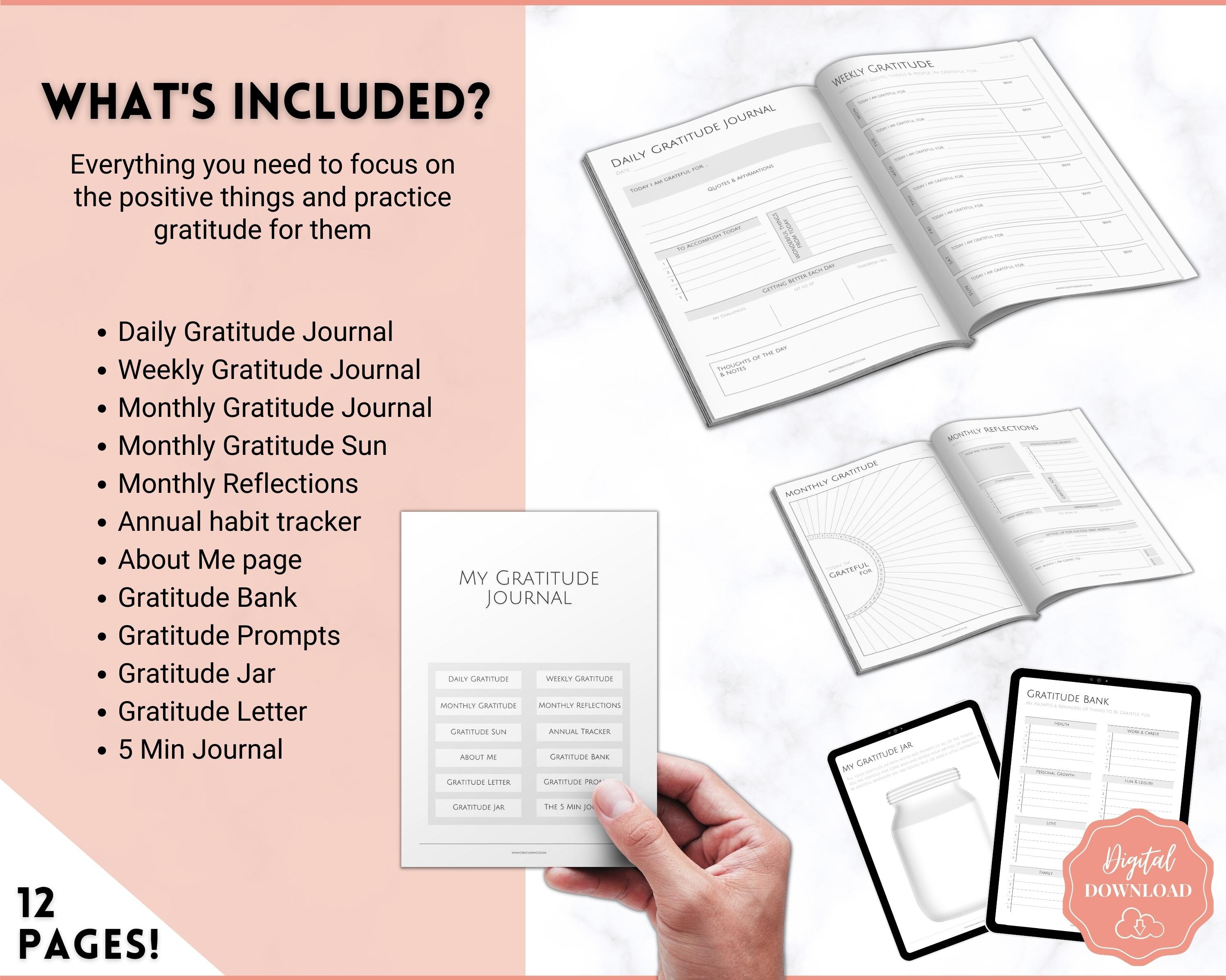 Gratitude Journal Printable BUNDLE Mindfulness Log Gratitude | Etsy