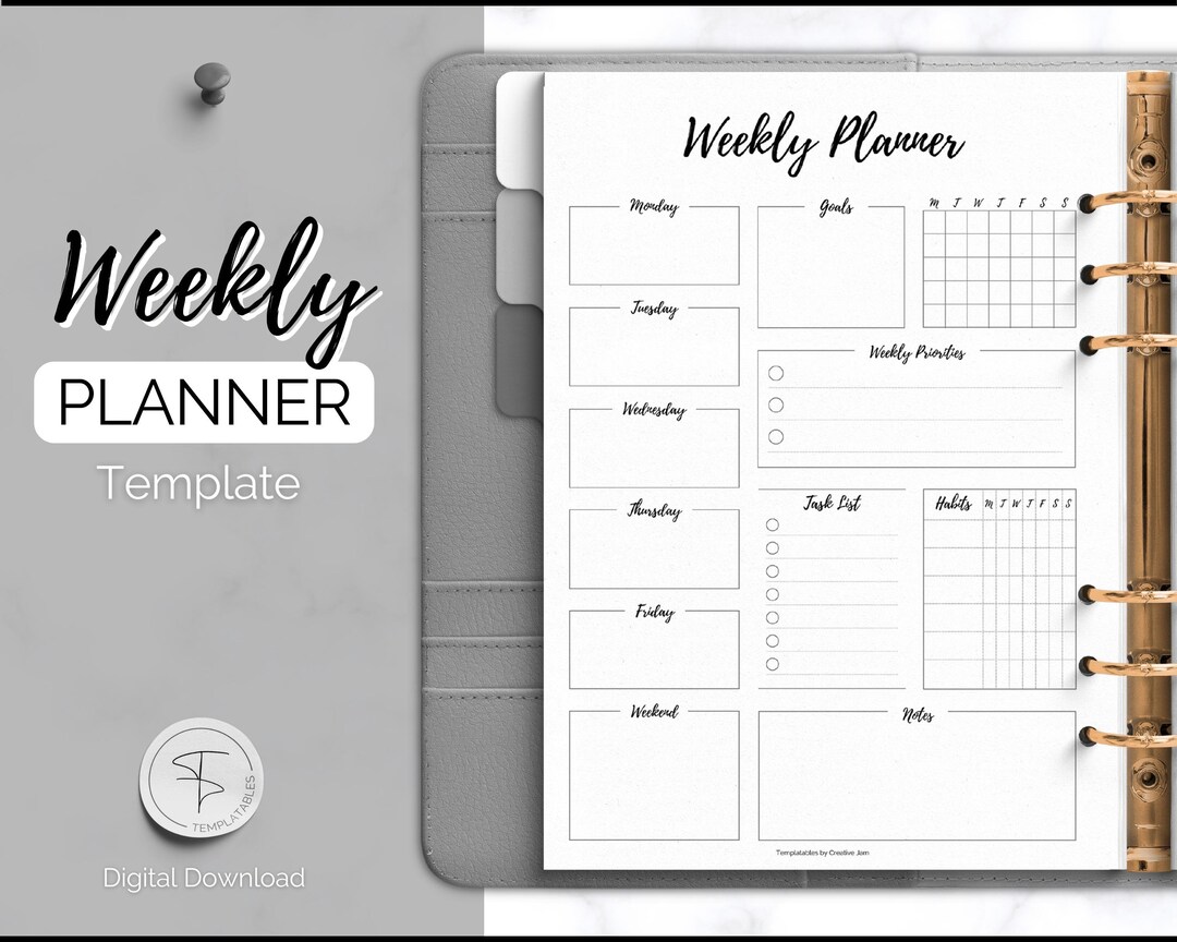 Weekly Planner, Bullet Journal Template, Bujo Weekly Schedule, to Do ...