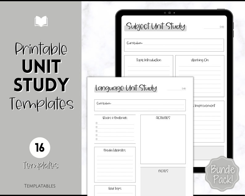 UNIT STUDY Template Printable Homeschool Planner Home School - Etsy