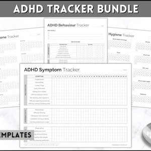 ADHD Symptom Tracker, Behavior & Hygiene Tracker BUNDLE Monthly ...