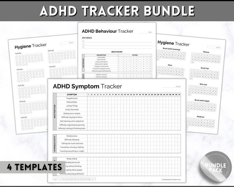 ADHD Symptom Tracker Behavior & Hygiene Tracker BUNDLE - Etsy