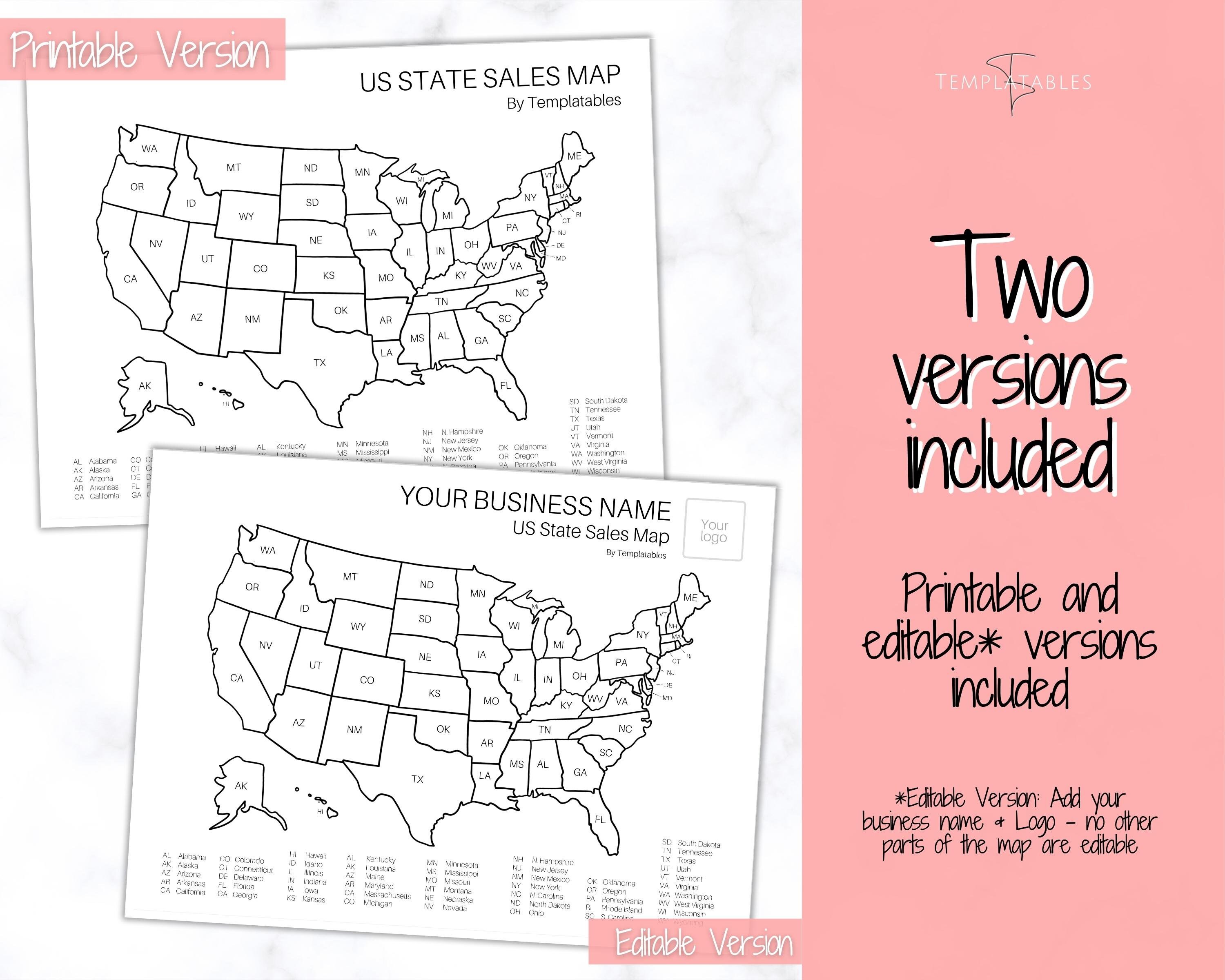 US Sales Map, Etsy Sales Map, EDITABLE Small Business Sales Map, USA ...