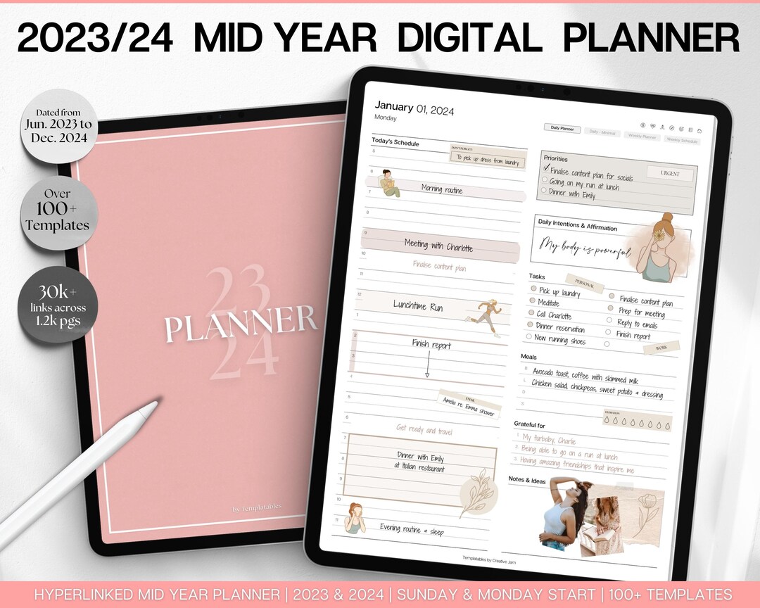 Mid Year Digital Planner, 2023 2024 Digital Planner, Midyear, 2023 2024 ...