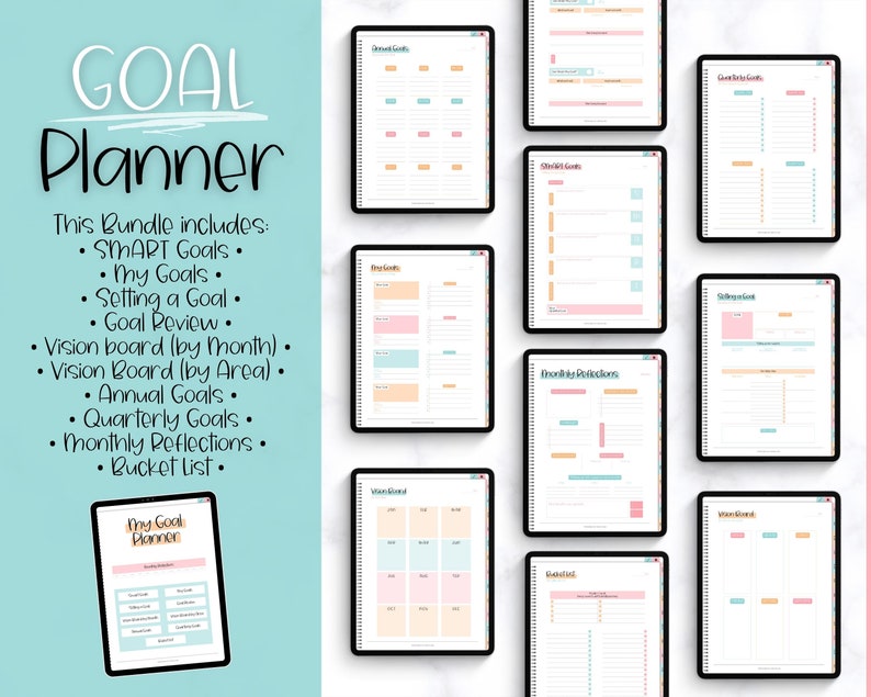 Ipad Planner Digital GOAL Planner Undated Digital Goals - Etsy