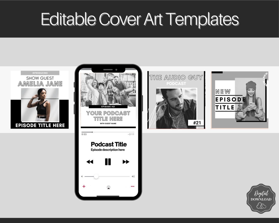10 Editable Podcast Cover Art Templates. Podcast Canva BUNDLE. Pod Cast ...