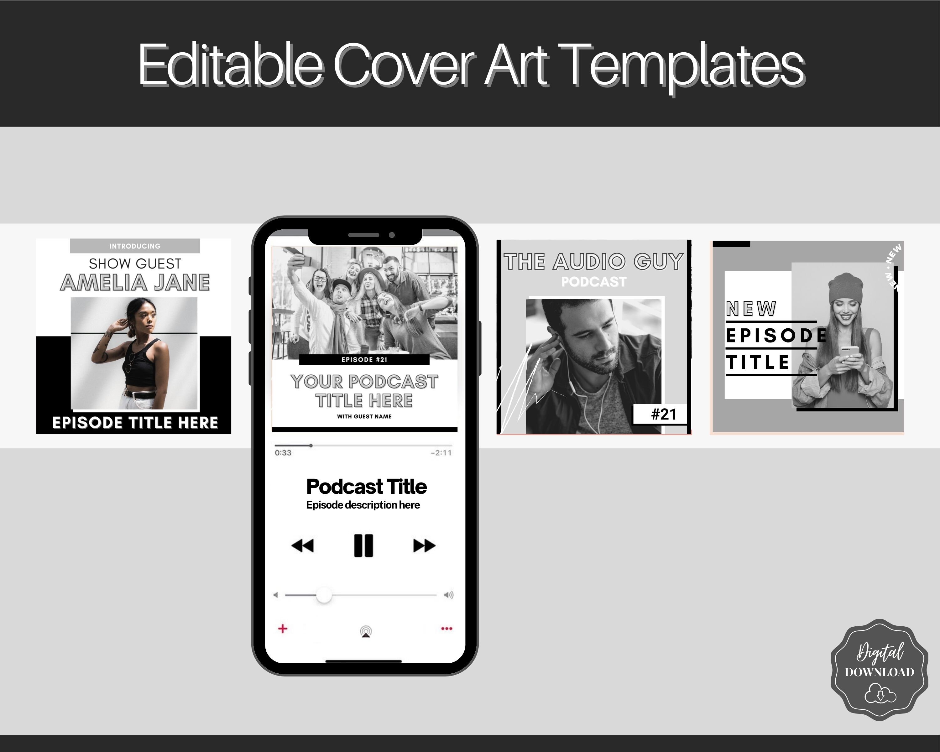 10 Editable Podcast Cover Art Templates. Podcast Canva BUNDLE. - Etsy UK