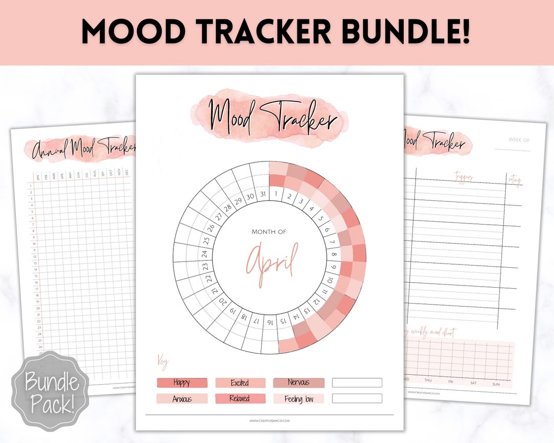 Mood Tracker BUNDLE! Printables, Monthly, Weekly, Annually, Yearly ...