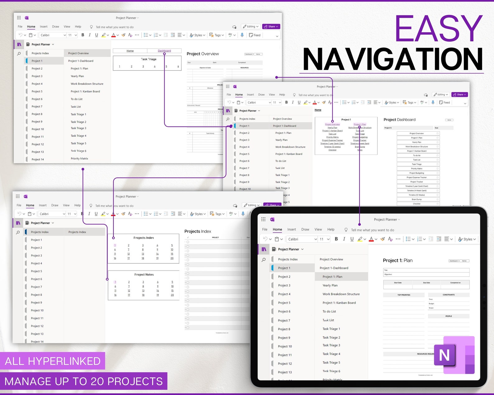 Onenote Project Planner! Project Tracker, Project Management, Digital ...