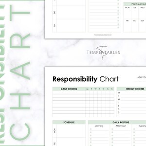 EDITABLE Responsibility Chart, Family Chore Chart, Reward Chart for ...