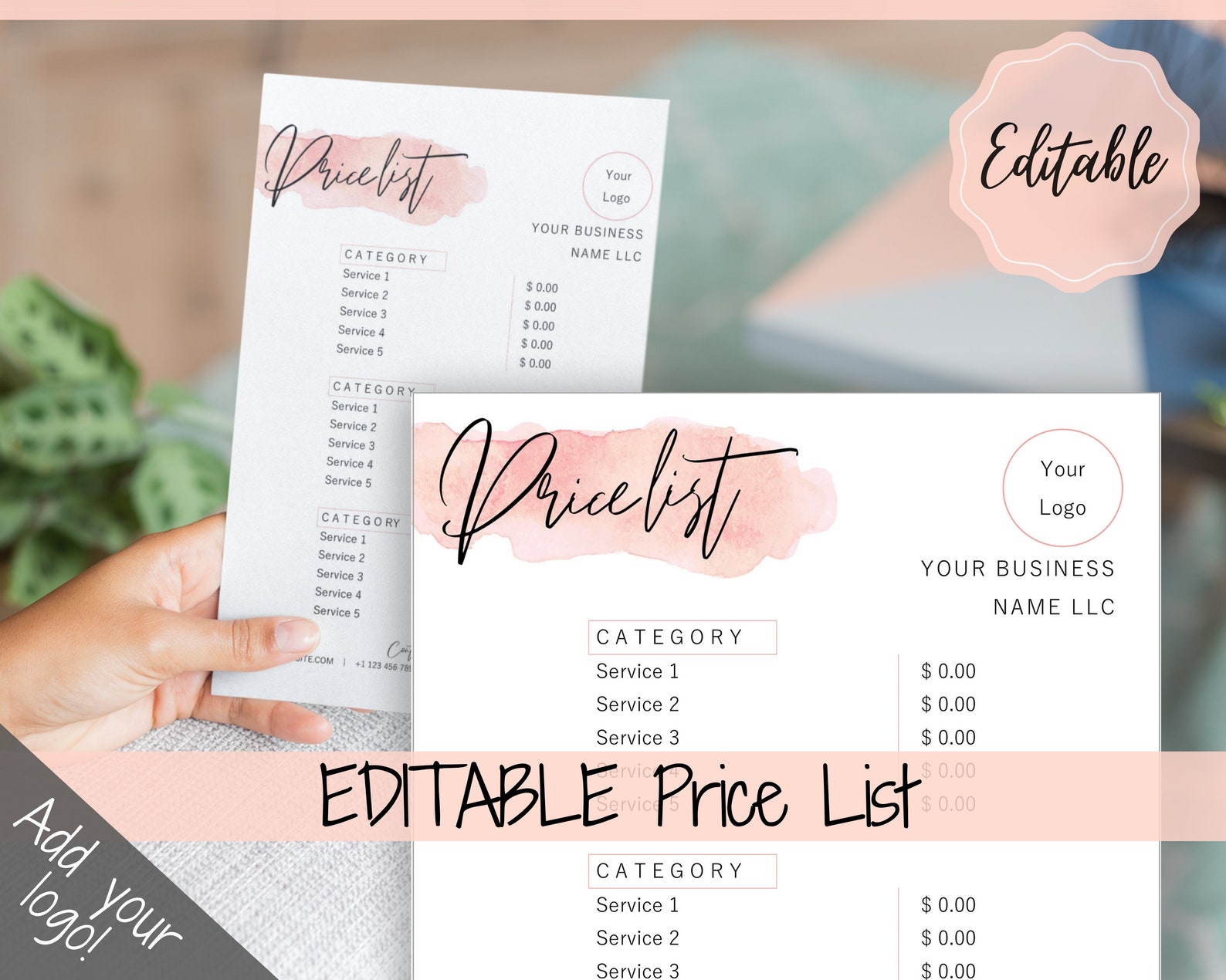 Editable PRICE LIST Template. Printable Price Sheet Price | Etsy UK