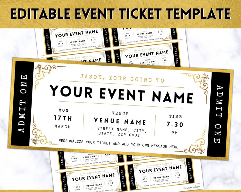 Event Ticket Template, EDITABLE DIY Event Printable, Surprise Getaway ...