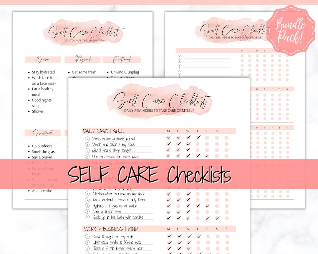 Self Care Planner, Self-care Checklist, Selfcare Journal Tracker ...