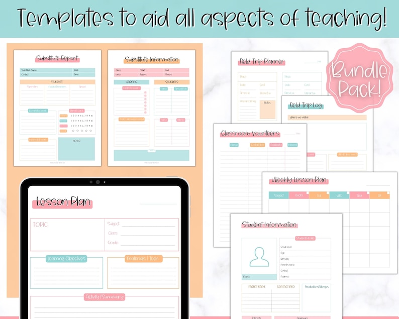 50pg TEACHER Planner Printable BUNDLE Homeschool Teacher - Etsy