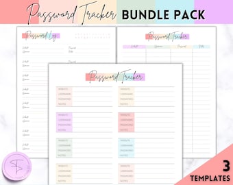 Password Tracker, Printable Password Log & Organizers, Password ...