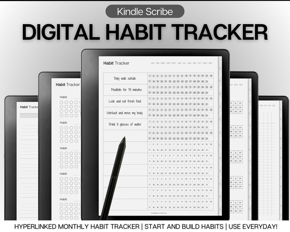 Kindle Scribe Digital Habit Tracker, Digital Planner, Daily, Monthly ...