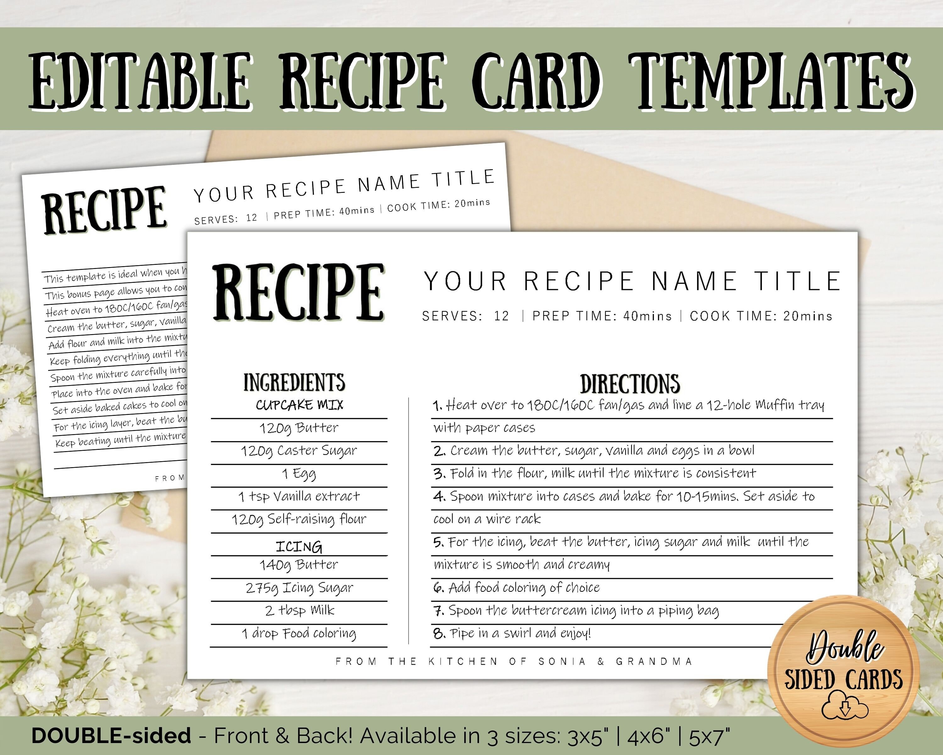 Printable Recipe Card Templates 5x7