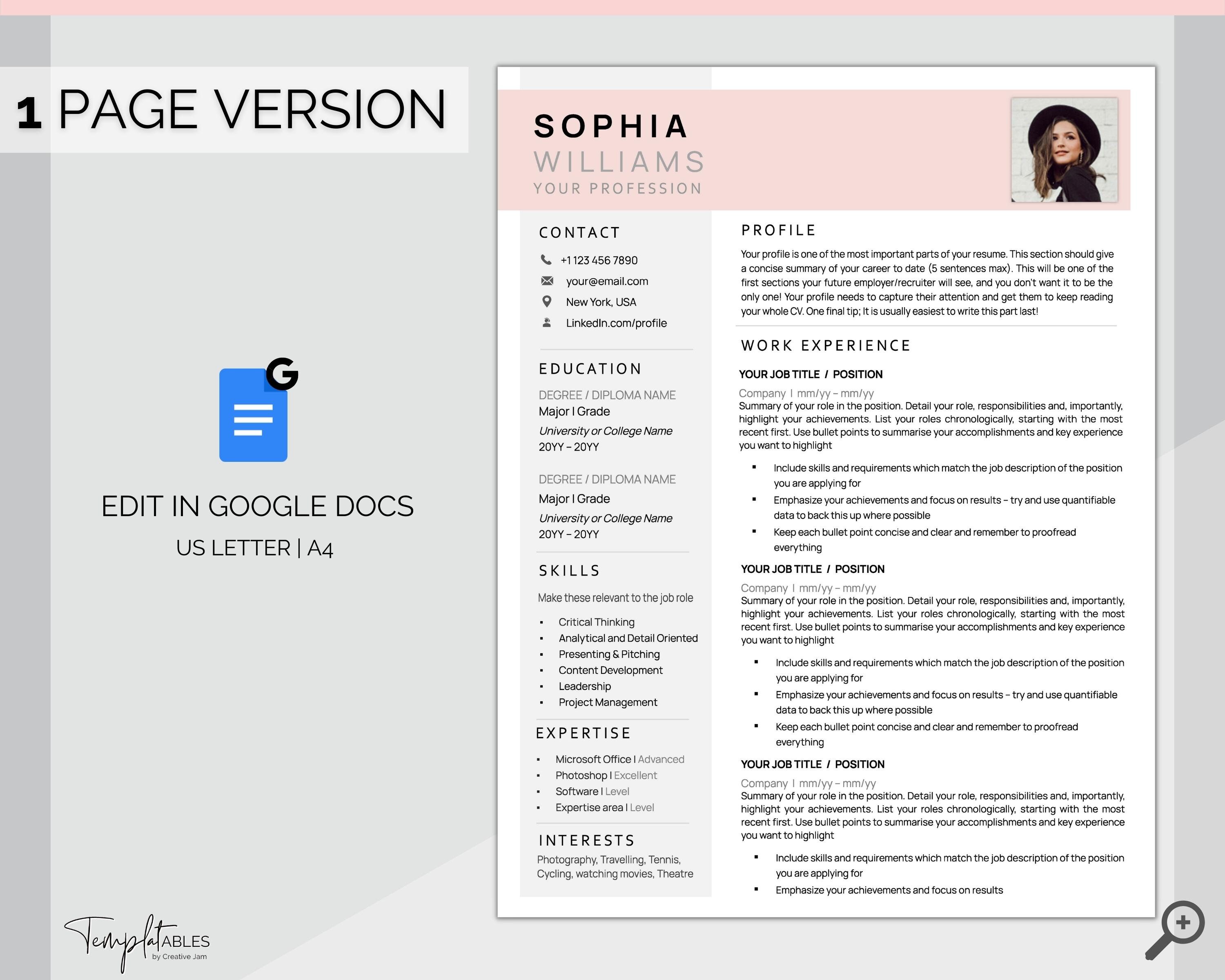 Teacher Resume Template Google Docs. CV Template Professional - Etsy UK