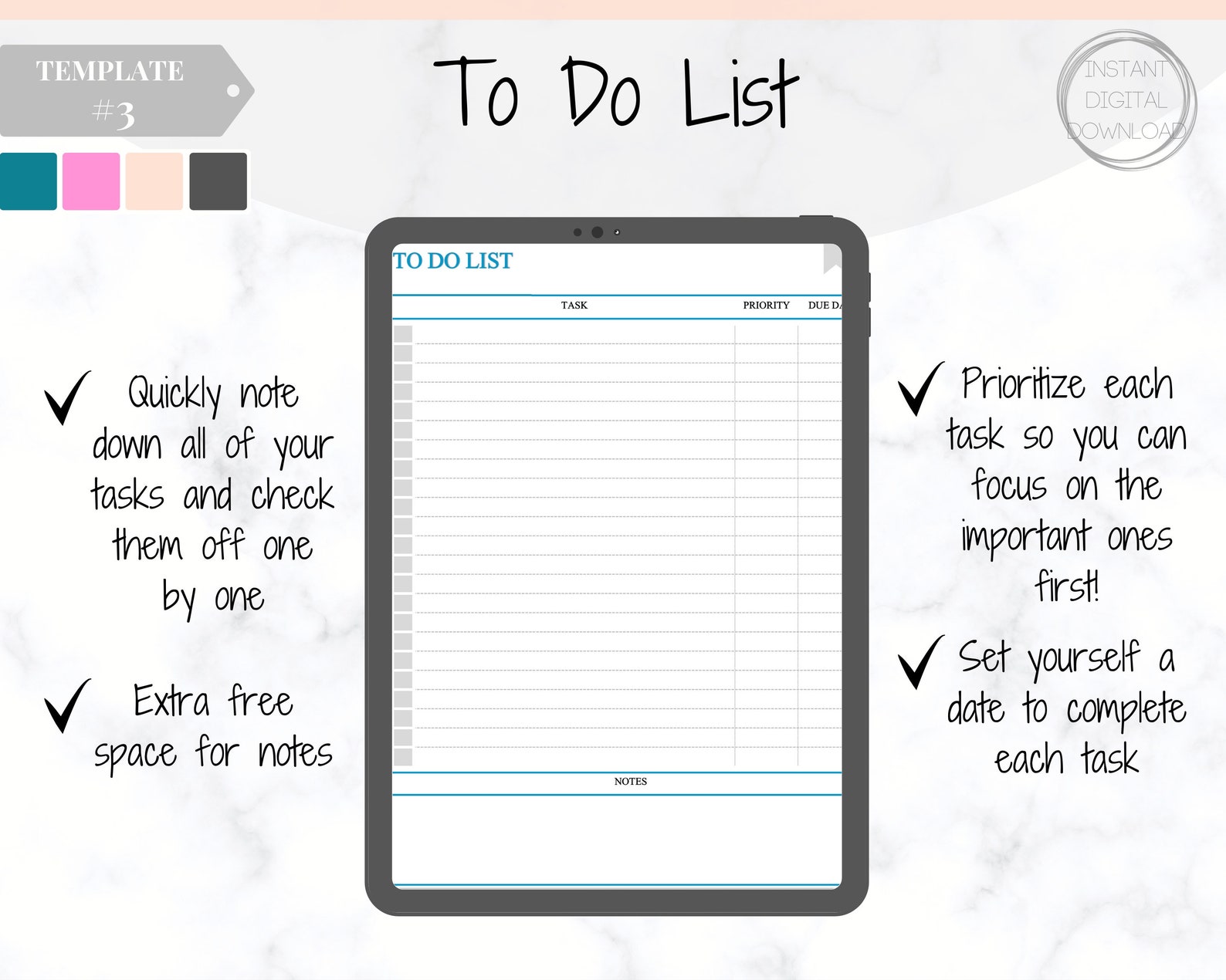 To Do List Productivity Planner Checklist. Printable With Goal - Etsy