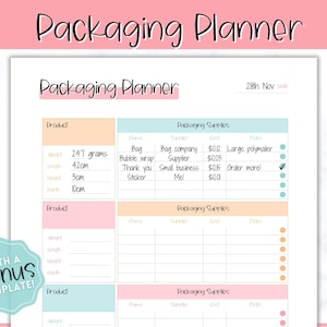 Packaging Planner Template Small Business Plan Packaging - Etsy