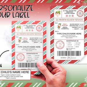 Elf Shipping Label, EDITABLE TEMPLATE, North Pole Mail Sticker, Elf ...