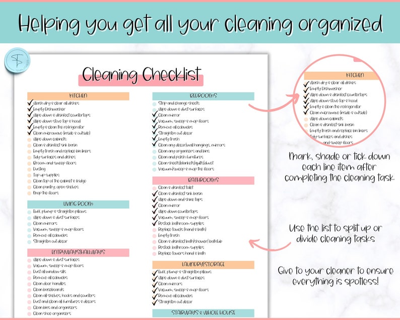 Master Cleaning Checklist Printable Cleaning Planner - Etsy