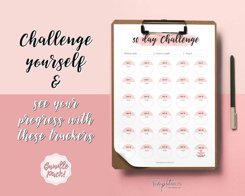 30 Day Weight Loss Tracker, 30 Day Challenge, Weightloss Journal ...
