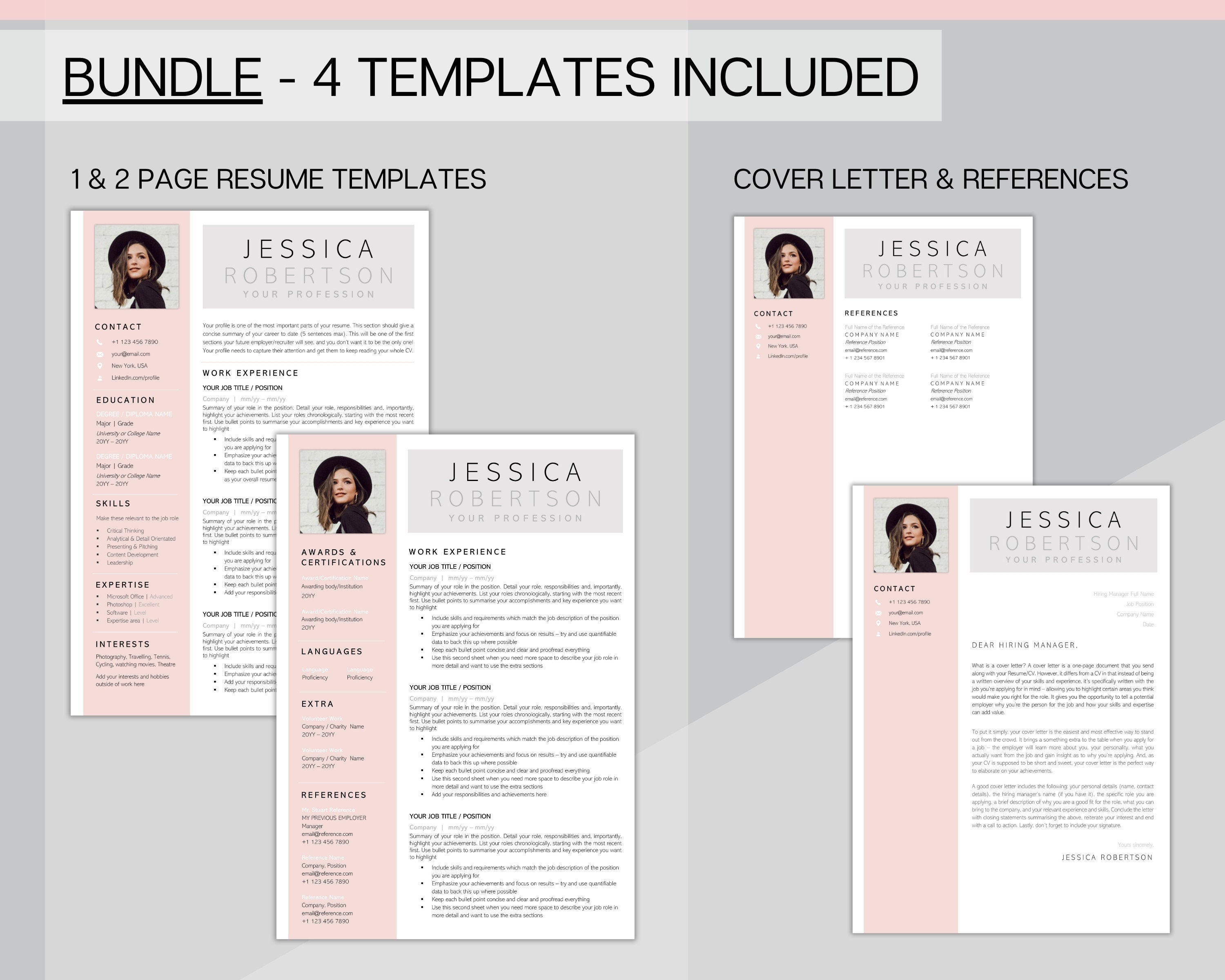 2 Page Resume Template Word. CV Template Professional CV - Etsy UK